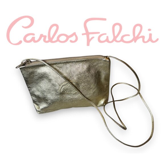 Carlos Falchi | Bags | Rare Vintage Carlos Falchi Metallic Gold Leather ...